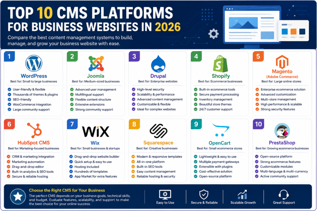 Top 10 CMS Platforms for Business Websites in 2026 | Complete ...